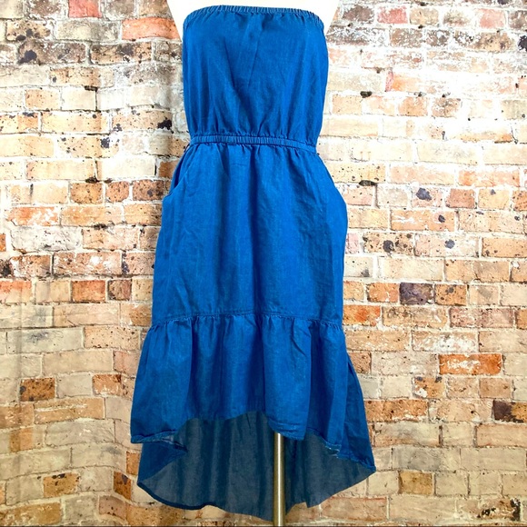 Route 66 | Dresses | Route 66 High Low Dress Strapless Chambray Sz ...
